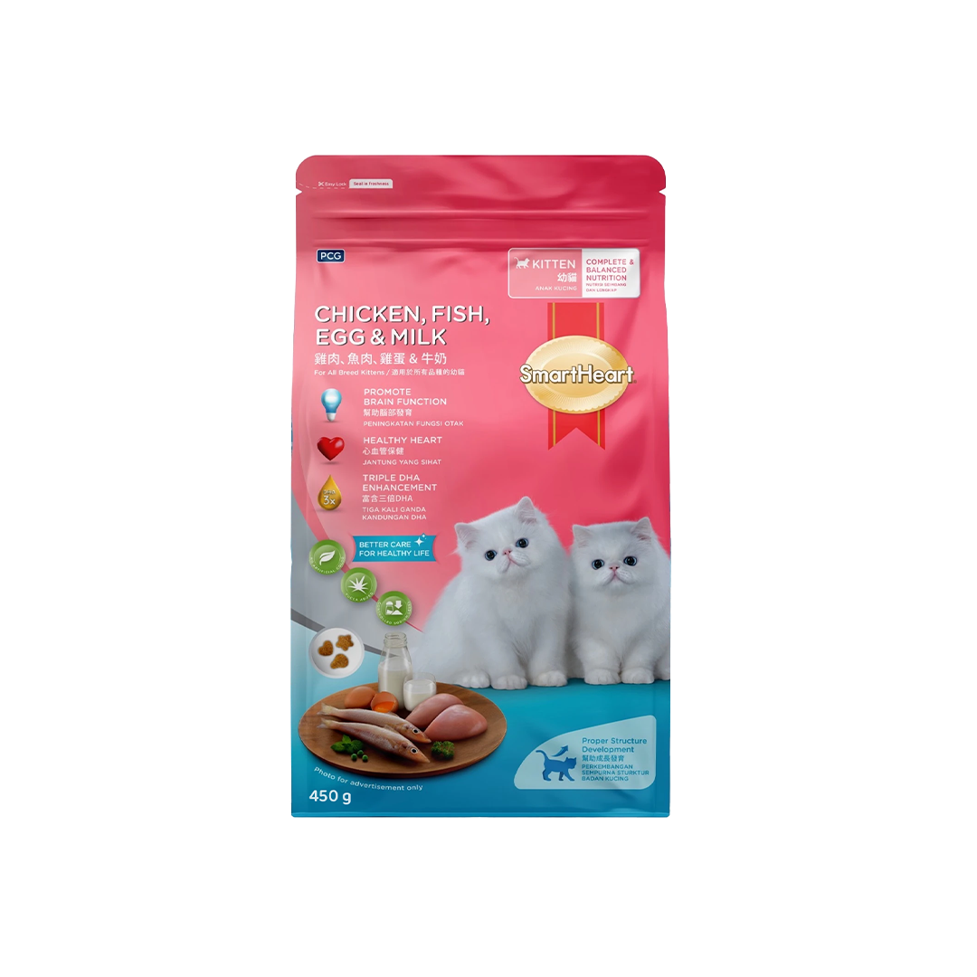 SmartHeart Kitten Cat Food Chicken, Fish, Egg & Milk 450g