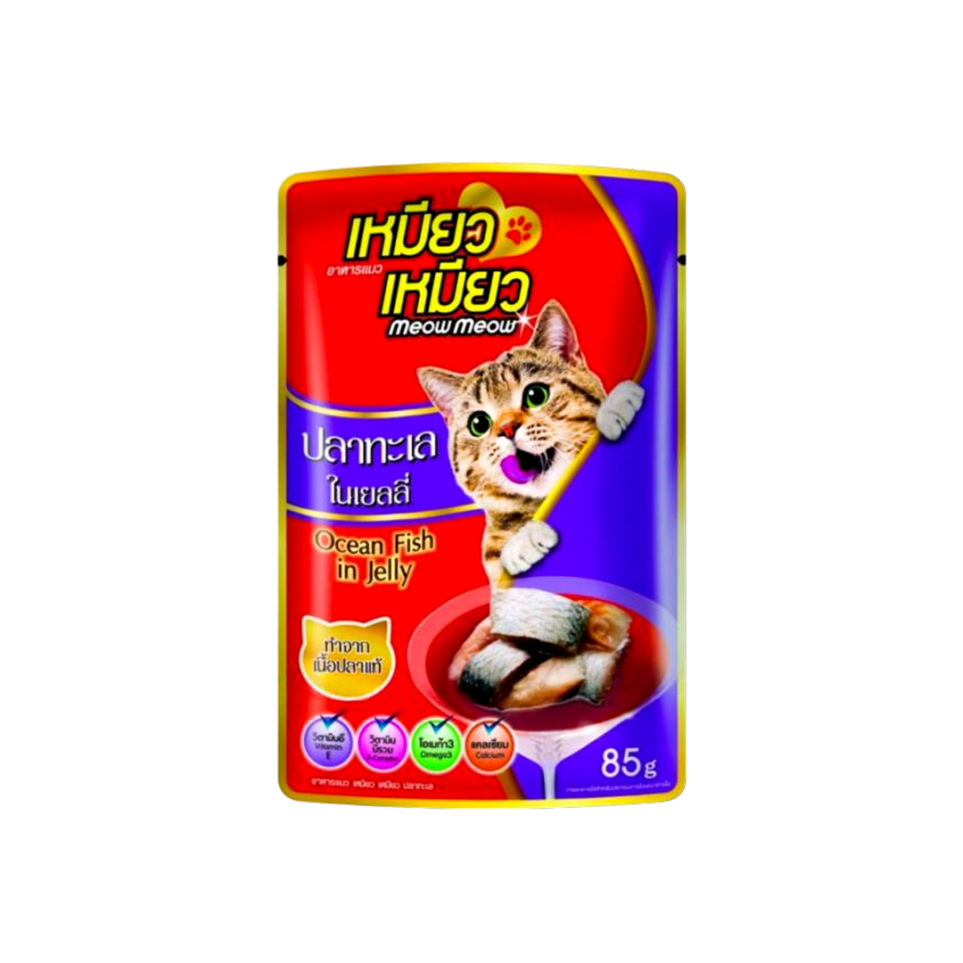 Meow Meow Cat Pouch Ocean Fish in Jelly 85g