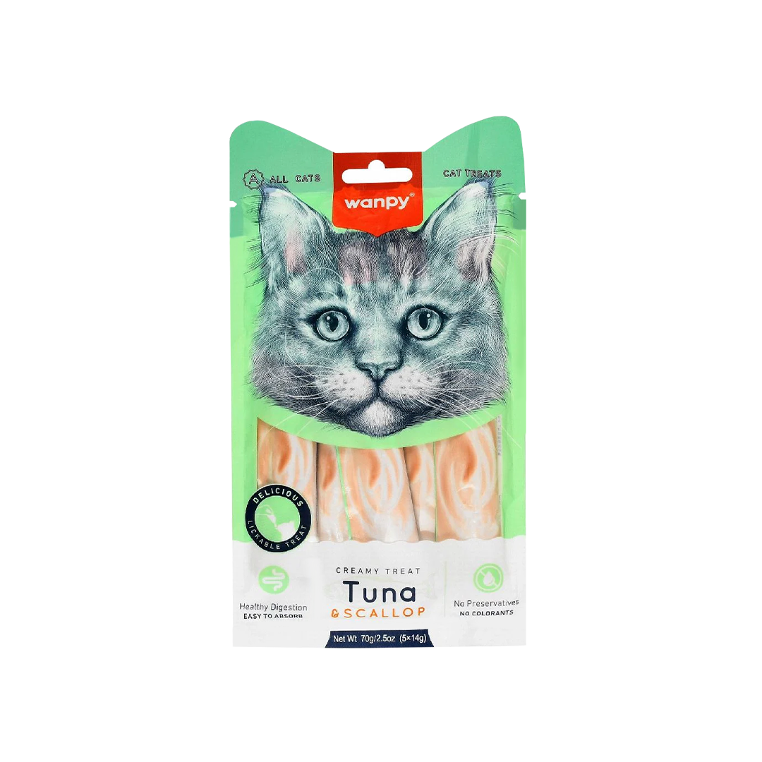 Wanpy Creamy Cat Treat Tuna & Scallop 70gm (5 Pieces Pack)