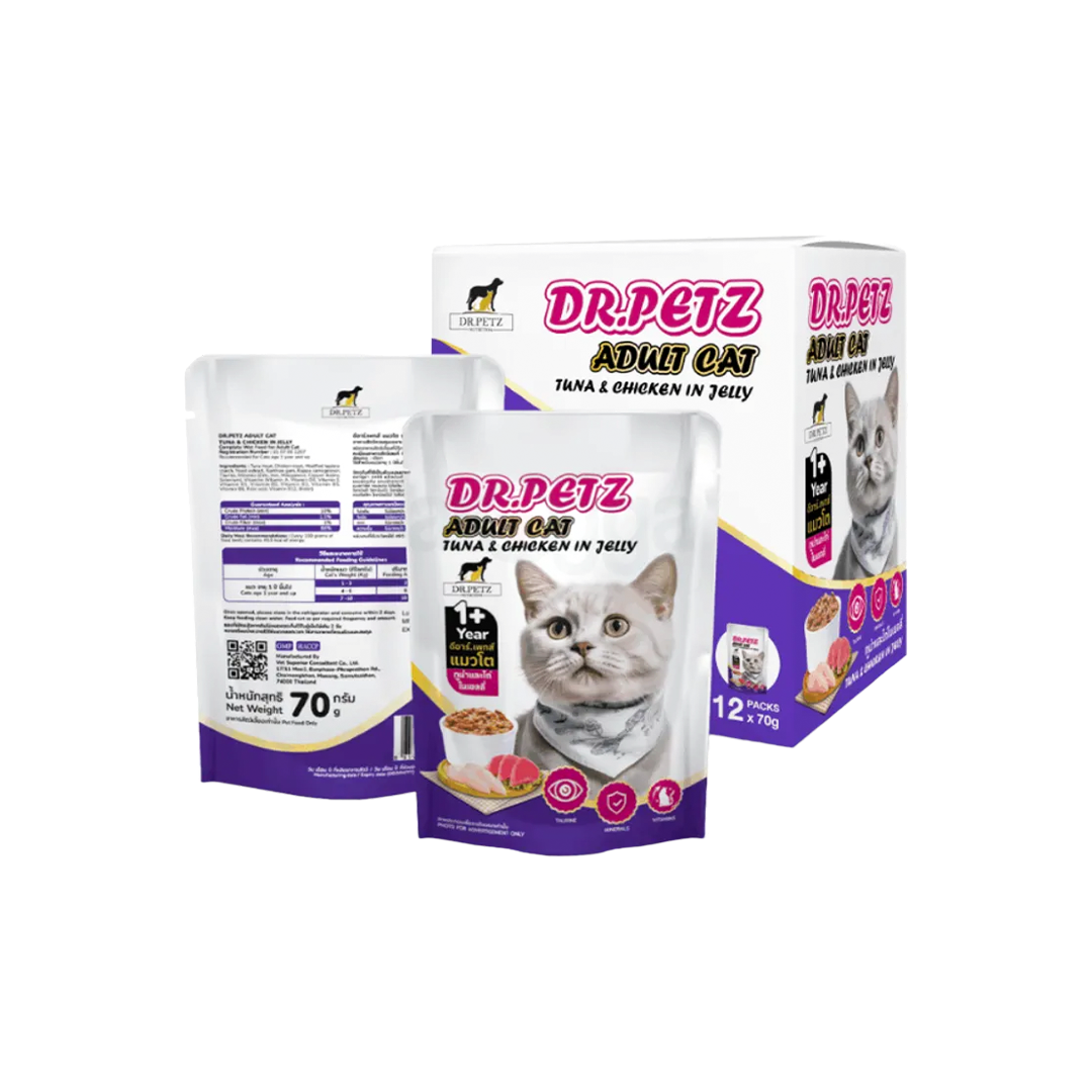 Dr. Petz Adult Cat Pouch Chicken & Tuna in Jelly 70g