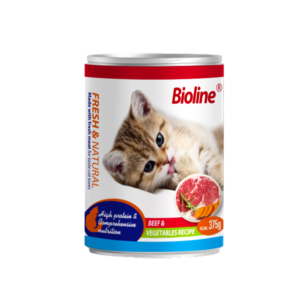 Bioline Canned Food for Cats (Beef & Vegetable Recipe) 375g