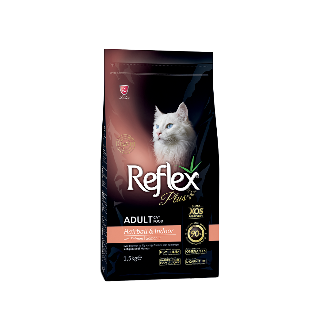 Reflex Plus Adult Cat Food Anti-Hairball with Salmon 1.5kg
