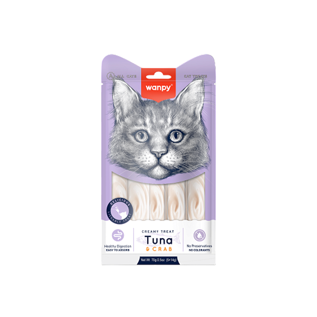 Wanpy Creamy Cat Treat Tuna & Crab 70gm