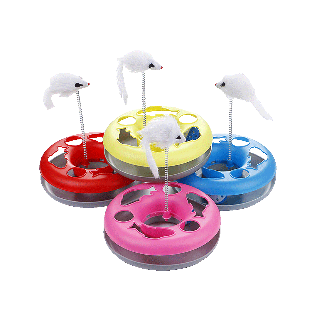Interactive Turntable Mouse Motion Tower Toy for Cats