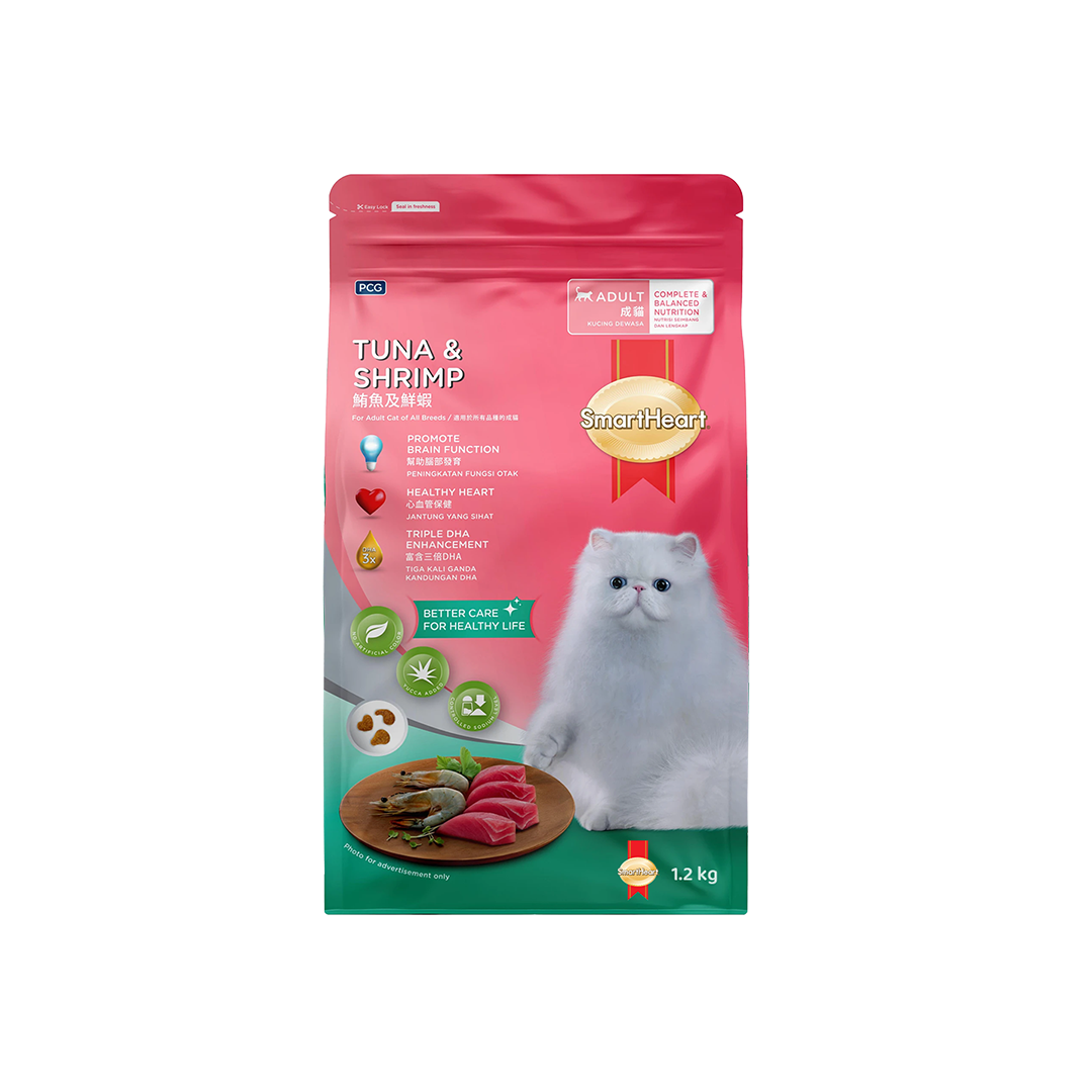 SmartHeart Adult Cat Food Tuna & Shrimp 1.2kg
