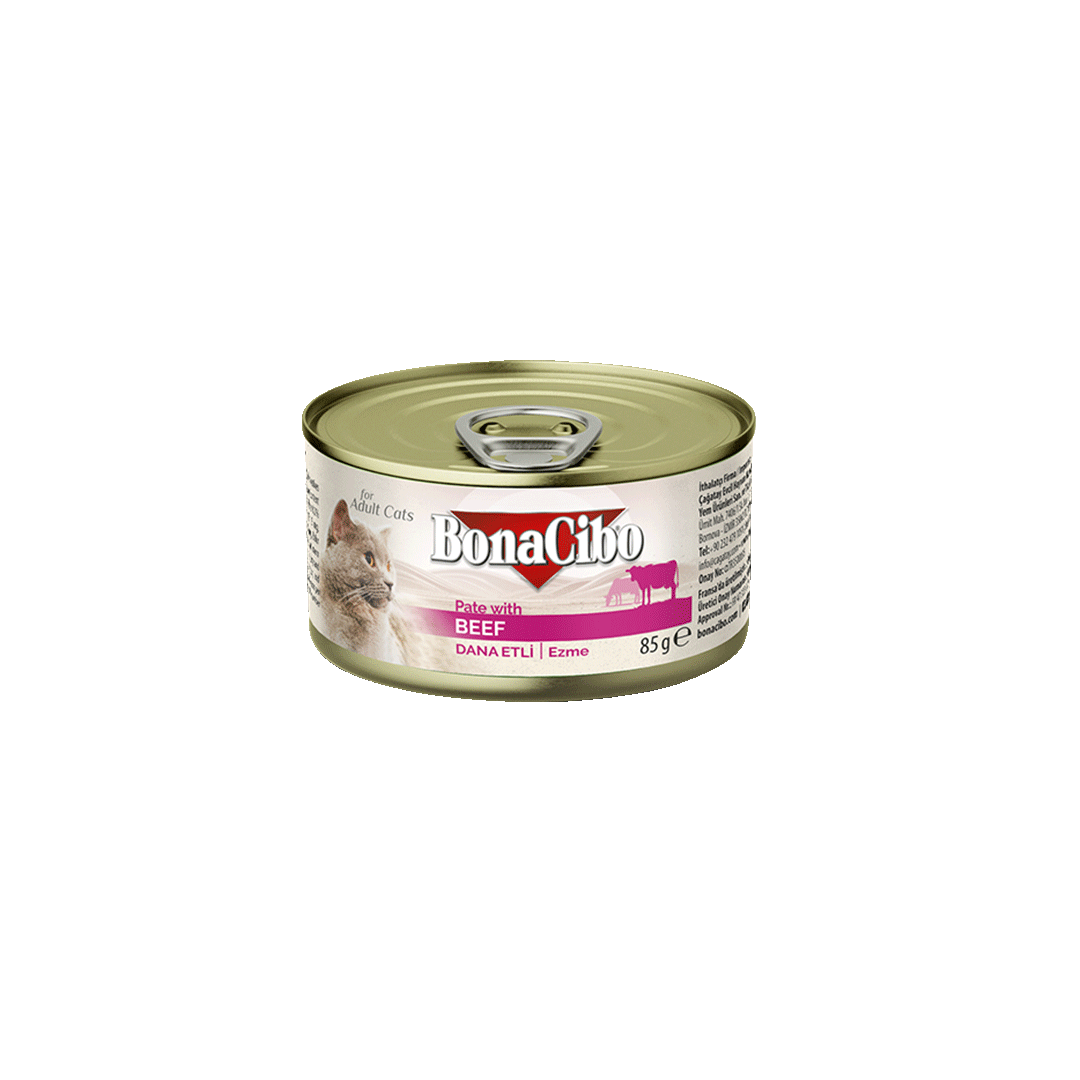 BonaCibo Canned Cat Food Beef Chunks In Jelly Pate 85g