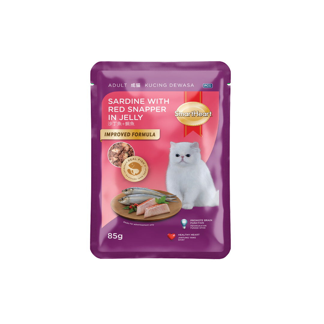 SmartHeart Cat Pouch Adult Sardine with Red Snapper 85g